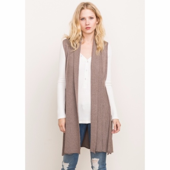 Mystree | Sweaters | Mystree Ribbed Shawl Collar Long Vest | Poshmark